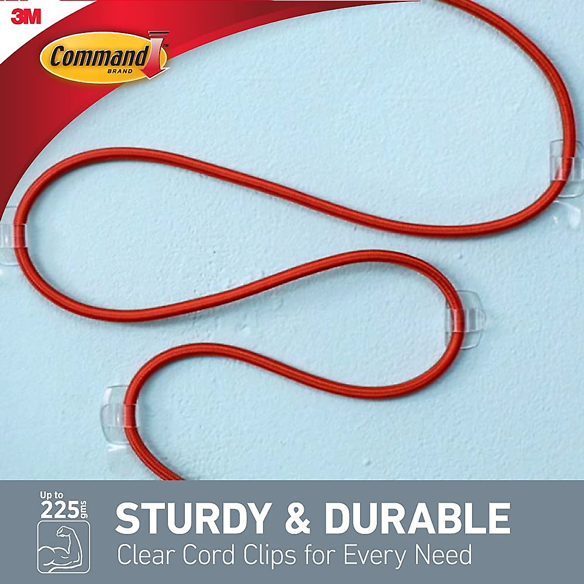 Command Round Cord Clips, Clear, 4-Clips (17017CLRES)