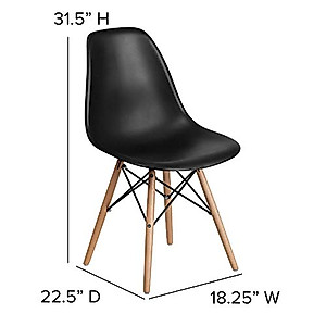 Flash Furniture Elon Series Black Plastic Chair with Wooden Legs
