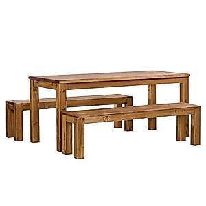 B.R.A.S.I.L.-Möbel TableChamp Dining Table Rio 55.1 x 31.5 Brazil Solid Wood Pine Oiled Farmhouse Living Room Extension Extendable Optional Pinewood