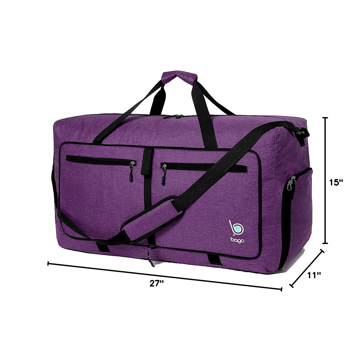 Bago Travel Duffel Bags for Traveling Women & Men- Foldable Weekender Bag - 80L 27" Large Duffle Bag For Travel & Camping Bag - Packable Lightweight Overnight Luggage bag (SnowDepPurple)