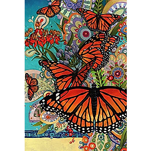 Toland Home Garden 1010777 Monarch Madness Butterfly Flag 28x40 Inch Double Sided Butterfly Garden Flag for Outdoor House Spring Flag Yard Decoration