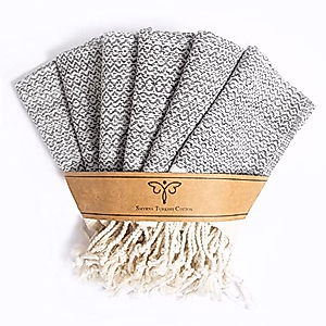 Smyrna Turkish Cotton Kitchen Dish Towels Pack of 6 | 100% Natural Cotton,12x12 Inches | Machine Washable Wash Cloths | Ultra Soft, Absorbent, Prewashed and Quick Dry Turkish Dish Towels (Gray 12x12)