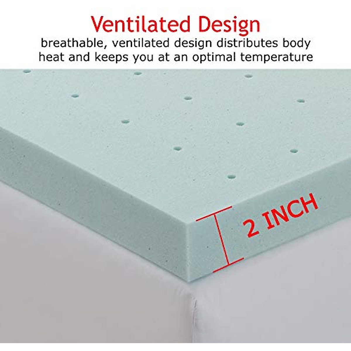 Empyrean Bedding Mattress Topper - 3 Inch Memory Foam Mattress Topper, Gel Infused Cooling Mattress Pad, California King Size.