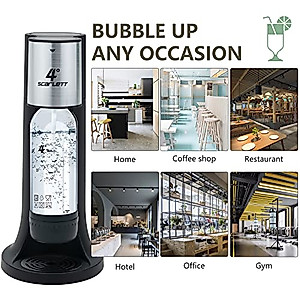 4° Sparkling Water Maker, Carbonated Water Machine and Soda Maker Machine for Home or Office, with 1.0L BPA-free Sparkling Water Bottle, Compatible with Any Screw-in 60L CO2 Carbonator(NOT Included)(Matte Black)