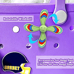 Juome 2Pcs Charms for Bogg Bag, Windmill Charm Accessories Compatible with Bogg Bag, Decorative Charm Inserts Compatible for Bogg Bag/Simply Southern Bogg Bag (Pink, Green)