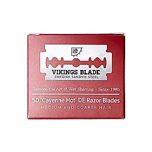 Double Edge Safety Razor Blades, Swedish Steel, 50 Count, by VIKINGS BLADE, Platinum Coated Replacement Razor Blade & Refills, Eco Friendly, Smooth, Close, Clean Shaving Blades, Semi-Aggressive & Safe