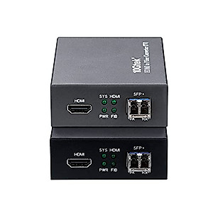 a Pair of HDMI to Optical Fiber Extender Converter with SFP+ Slot, 10km SFP+ LR Transceivers Included, Support HDMI 1.4a, 4Kx2K