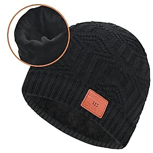 Wireless Beanie Hat for Men Gifts Winter Music Hat Hands-Free Wireless Hat Unique Gifts for Men Washable Stocking Stuffers Gifts for Men Unique Black