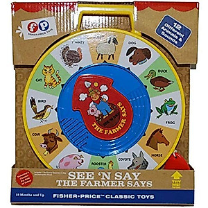 Fisher Price Classics - Farmer Says See 'n Say - Vintage Learning Toy, Sounds and Animals, Interactive Retro Game for Kids, Girls, Boys, Baby, Preschoolers, Toddlers, Unisex Ages 18 Months +