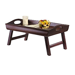 23.5" Antique Walnut Elegant Sedona Rectangular Bed Tray with Foldable Legs and Large Handle