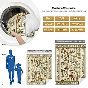 Fleece Throw Blanket for Couch - Super Soft Cozy Bed Blanket Lightweight Plush Fuzzy Mushroom Blankets and Throws for Sofa, 60 X 80 inches, Twin Size