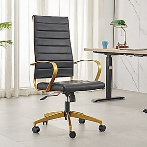 CAROCC Gold Office Chair Executive Office Chair Ergonomic High Back Conference Computer Chair with Lumbar Support White Executive Swivel Office Desk Chair 350+lb 4020 (Gold Black)