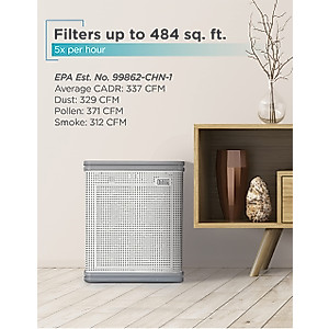 BLACK+DECKER BAPUV250 Air Purifier for Home Large Room with UV Light