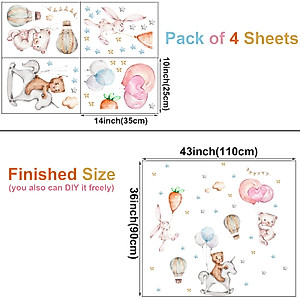 Maydahui Cartoon Animal Bear Rabbit hot air Balloon self-Adhesive Wall Decoration Stickers in Living Room, Bedroom, Children's Room