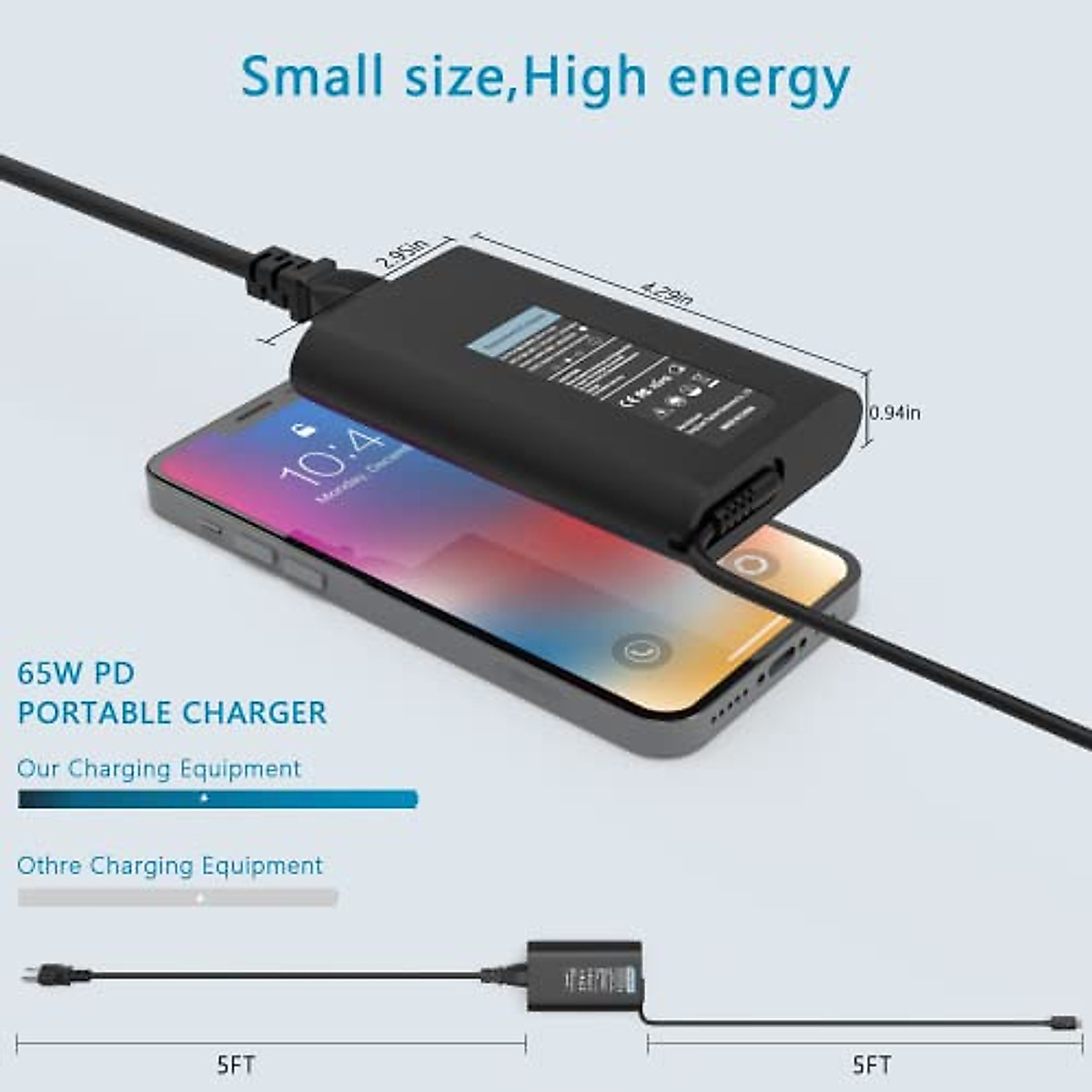 65W USB C Laptop Charger for Dell Inspiron 13 14 16 5310 7420 7425 7620 2-in-1 Business/Student Laptop,Dell Inspiron 14 15 16 5425 5420 5510 5625 Type C Power Supply Adapter Cord