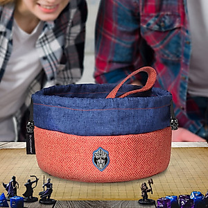 CardKingPro Monstrous - Dice Bag with 8 Pockets - Orange/Blue - Huge Capacity 500+ Dice - Great for Dice Hoarders