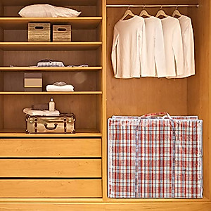 Hiceeden 9 Pack 108L Checkered Moving Storage Bags, Extra Large Travel Plaid Bag Alternative to Moving Boxes, Dorm Laundry Tote Organizer with Strong Zipper and Handle for Clothes, Pillows, Bedding, Red / Blue / Black
