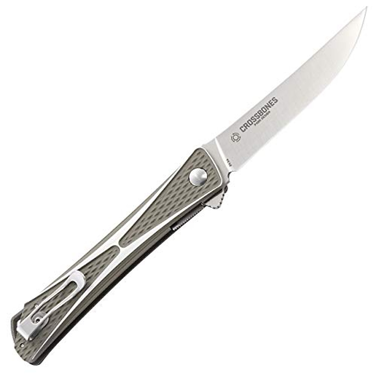 COLUMBIA RIVER KNIFE & TOOL Crossbones EDC Folding Pocket Knife: Gentleman's Knife, Everyday Carry, Satin Blade, IKBS Ball Bearing Pivot, Liner Lock, Brushed Aluminum Handle, Deep Carry Pocket Clip 7530