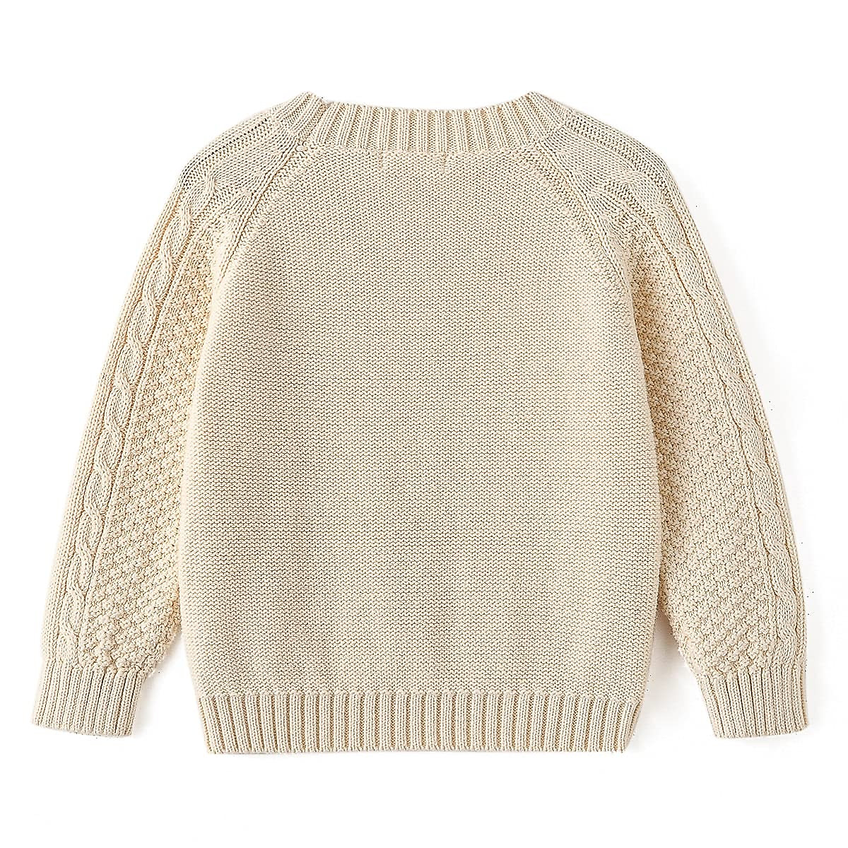 Curipeer Baby Boys Cable Knit Sweater Long Sleeve Solid Pullover Toddler Crew Neck Twist Sweaters A-Apricot
