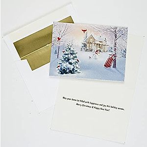 Box Home for Christmas Christmas Cards - 15 Cards / 16 Foil Envelopes