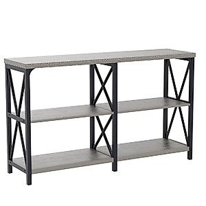 LVB Farmhouse Sofa Table, Rustic Console Table for Living Room, Entryway Table with Storage, Hallway Entry Table for Foyer, Light Grey Oak, 47 Inch