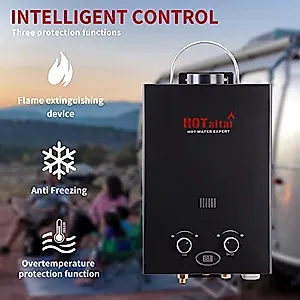 HOTaitai Tankless Water Heater Propane, 1.58 GPM Portable Outdoor Hot Water Heater for Camping