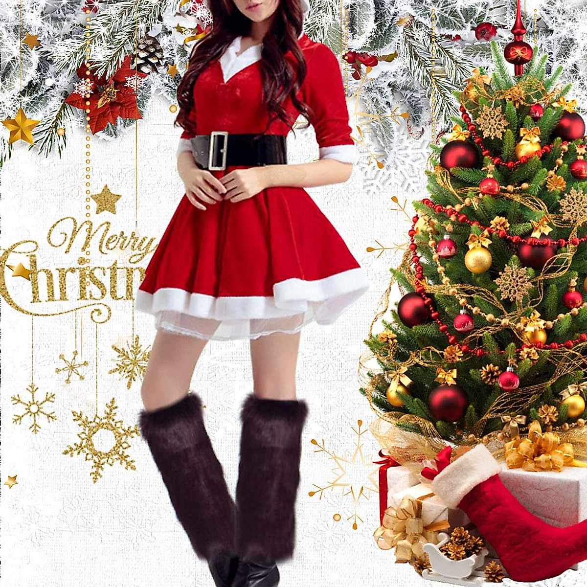 Nanxson Womens Fur Leg Warmer Winter Furry Long Boot Cuffs Cover TTW0034 (Coffee)