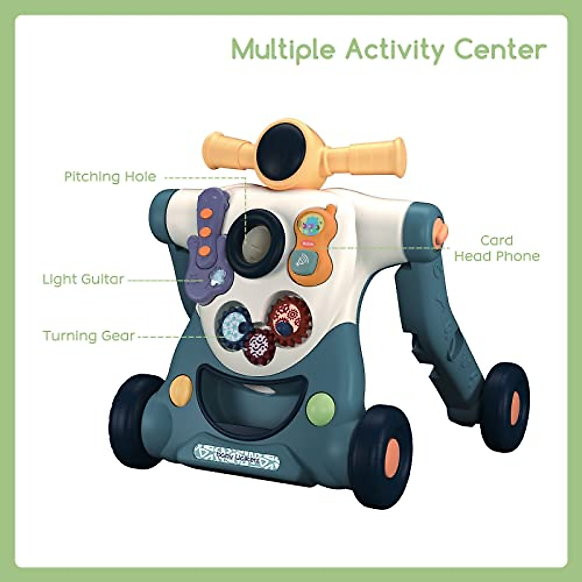 Baby Sit-to-Stand Learning Walker, 3 in 1 Baby Walker for Boys Girls Toddlers, Educational Baby Push Walkers with Entertainment Activity Center, Baby Music Learning Toy Gift for Infant Boys Girls