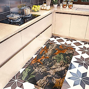 Oueoty Camo Area Rug 2x3ft/24x36in/60x90cm,Leaves Camouflage Area Rug Mat for Living Dining Dorm Room Bedroom Home Decorative