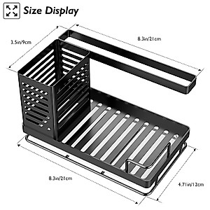 Murlong Kitchen Sink Caddy, Sink Organizer Sponge Holder, Sink Brush Holder for Kitchen Sink Stainless Steel, Dish Soap Scrubber Holder with Plastic Removable Drain Pan for Sponge, Brush Soap Scrubber