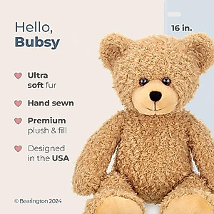 Bearington Collection Bubsy Brown Plush Teddy Bear Stuffed Animal, 16 Inch
