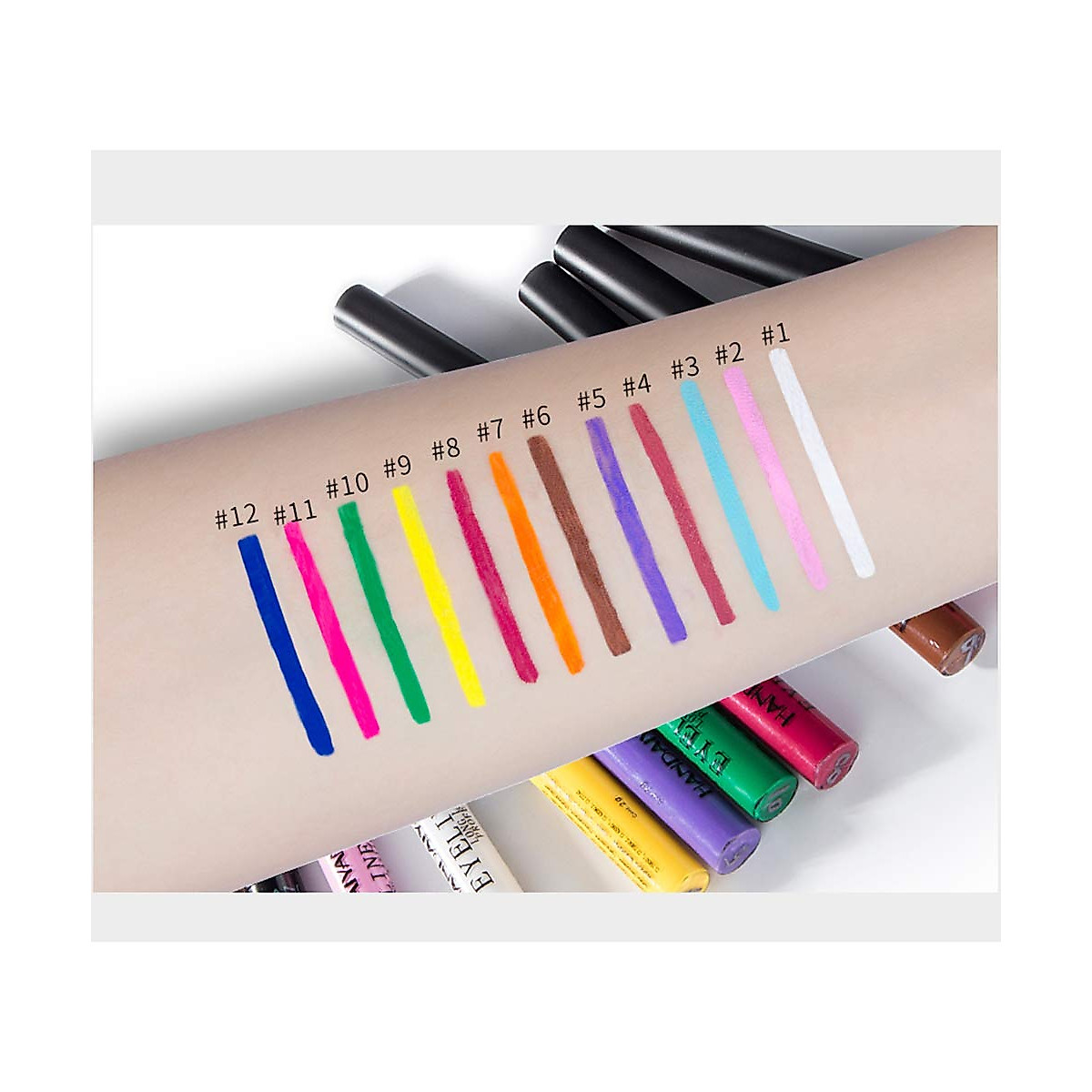 Emirde 12 colors Matte Colorful Liquid Eyeliner Set, Color Gel Eyeliner, Great Versatility Liquid Eyeliner, Waterproof High Pigmented Smudgeproof Long Lasting Makeup Eyeliner Pen