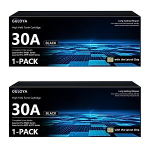 30A Black Toner Cartridge CF230A with CHIP, CF230A-2PK CF230A Two Pack 30A Black Ink Remanufactured Replacement for HP 30A Toner CF230AD for Laser Pro M203 Series, Pro MFP M227fdn, M227fdw Printer