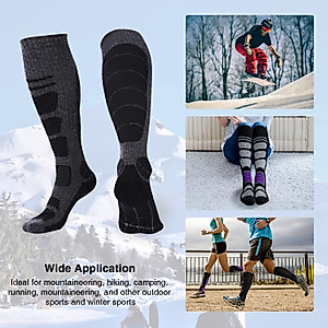 Ski Socks Merino Wool Thermal Knee High Winter Snowboard Sport Socks Men Women, Hunting