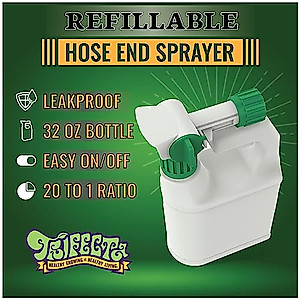 Refillable Hose-End Sprayer with 32oz Bottle, 20 to 1 Ratio, Garden Hose Fertilizer Dispenser, Easy to Use, Lawn Sprayer, Garden Sprayer, and More (Trifecta Natural: 32oz Hose Sprayer with Bottle)