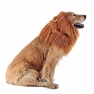 TOMSENN Dog Lion Mane - Realistic & Funny Lion Mane for Dogs - Complementary Lion Mane for Dog Costumes - Lion Wig for Medium to Large Sized Dogs Lion Mane Wig for Dogs