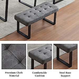 HIPIHOM 3 Piece Dining Table Set with Bench, 42.9 Inch Modern Kitchen Table with Left Seat Corner Bench and 43.3 Inch Bench for Family Dining Room Furniture