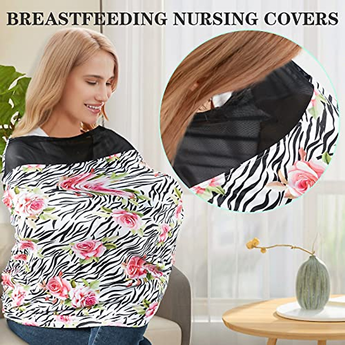 SYNPOS Nursing Covers for Breastfeeding, 360° Full Privacy Breastfeeding Cover, Multi-Purpose Baby Car Seat Cover, Shopping Cart Cover, Stroller Cover, Soft Nursing Apron for Breastfeeding