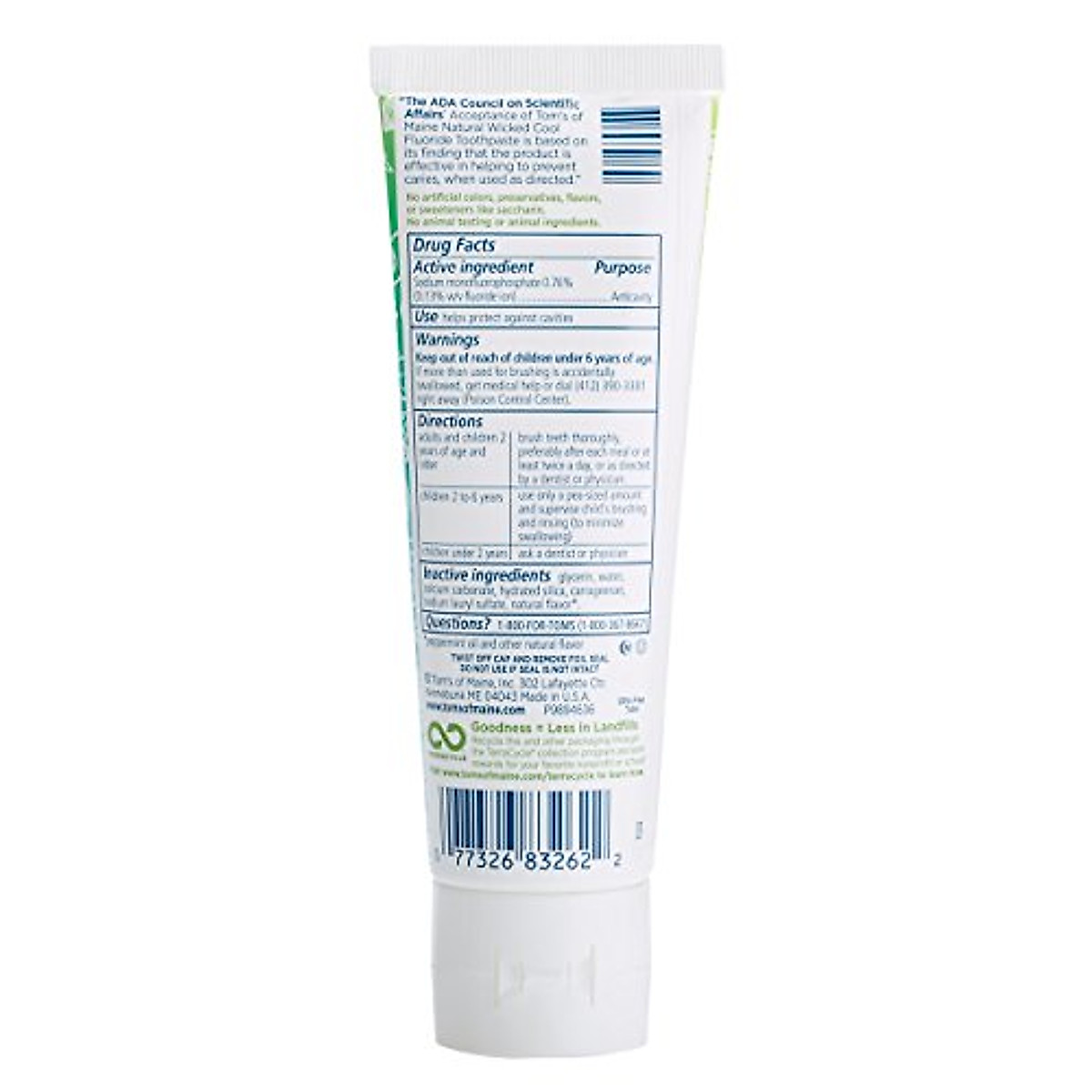 Tom's of Maine Natural Wicked Cool Fluoride Toothpaste, Mild Mint, 4.2 Ounce (Pack of 6)