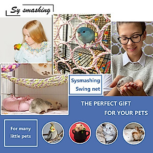 Sysmashing 3 Pack Swing Hanging Toys,Bird Climbing Rope Net Ladders Small Medium Pet Activity Toy Suitable for Parakeet,Cockatiel,Cockatoo,Hamster,Rat,Ferret(Random Color)