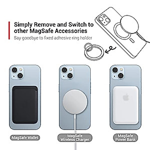 [2 Pack] Magnetic Ring Holder for Magsafe Phone: Metal Zinc Alloy 17pcs Magnets Finger Grip Stand Kickstand Work with Magnetic Car Mount for iPhone 14 13 12 Plus Max Mag Safe Case Accessories