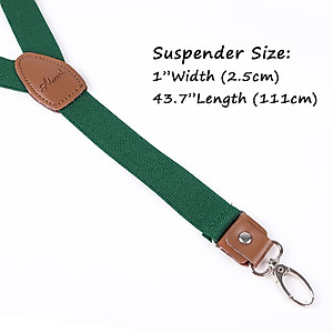 Alizeal Mens 1 Inch 3 Swivel Hooks Suspender with Leather Joint and Elastic Band-Dark Green