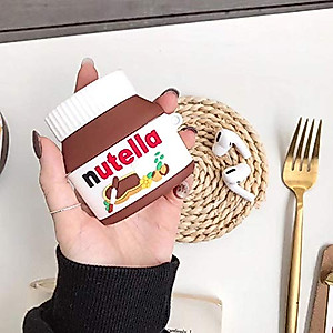 Compatible for Airpod Pro Case Nutella Bottle with Carabiner, Cute Cartoon 3D Silicone Kawaii Funny Food Design Stylish Boys Girls Kids Teens Women Case Cover for Airpods Pro [2019] - Nutella
