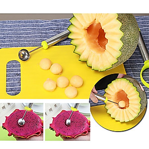 Coralpearl Garnish Shape Tool Set for Fruit Vegetable:Melon Baller Scoop,Apple Corer Slicer Remover,Carving Cutter Knife,Dig Pulp Separator,Citrus Lemon Peeler,Chopping Board,Forks Kitchen Gadget (9)