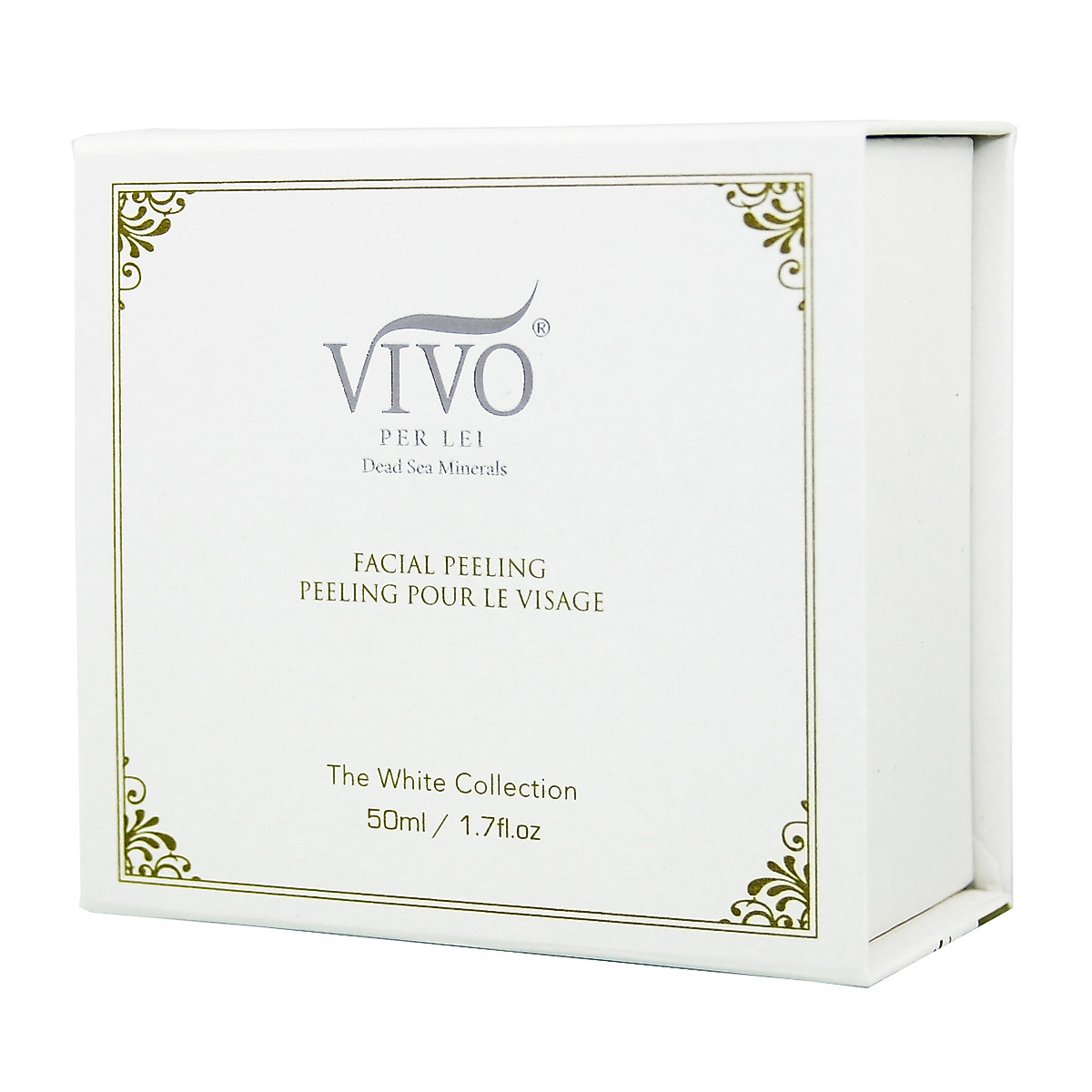 Vivo Per Lei Facial Peeling Gel - Contains Dead Sea Minerals and Nut Shell Powder - Gentle Face Exfoliator Scrub and Blackhead Remover - Peel Your Skin to a Fresher You - 3.4 Fl. Oz.