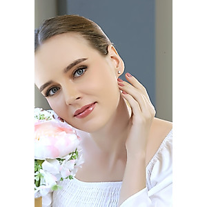 Opal Earrings for Women Sterling Silver Simulated White Opal 4mm Round-Cut Solitaire Small Stud Earrings for Teens