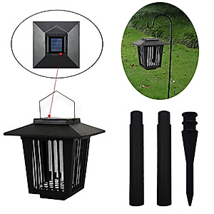 Solar Bug Zapper Outdoor, Solar Mosquito Zapper Led Mosquito Killer Light for Indoor Outdoor, 2 Pack