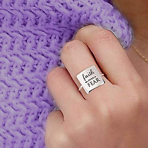 SIMONLY Faith Over Fear Ring&Be Still Ring&Have Faith Ring&Trust Gods Plan Ring&Trust In God Ring &God Is In Control Ring Inspirational Ring For Gift For Friends (Faith Over Fear, 7)