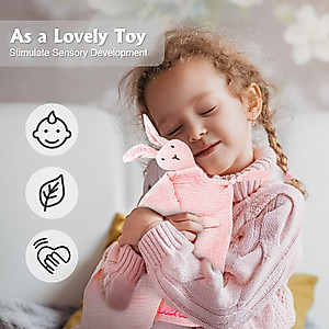 SWIMFUN Personalized Muslin Lovey Blanket, Embroidered Baby Security Blanket Bunny Comforter, Soft Sleeping Toy, Personalized Baby Gift, Custom Name
