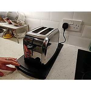 Poztiv Sliding Kitchen Counter Caddy (3 Pack). Made of Durable ABS. Countertop Storage Sliding Tray - For Blender, Toaster, Kitchen Appliances. Dishwasher Proof. Includes large 'microfibre' Cloth